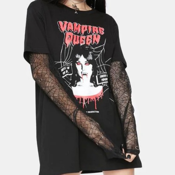 Dolls Kill | Tops | Dollskill Vampire Queen Shirt With Built In Spider ...